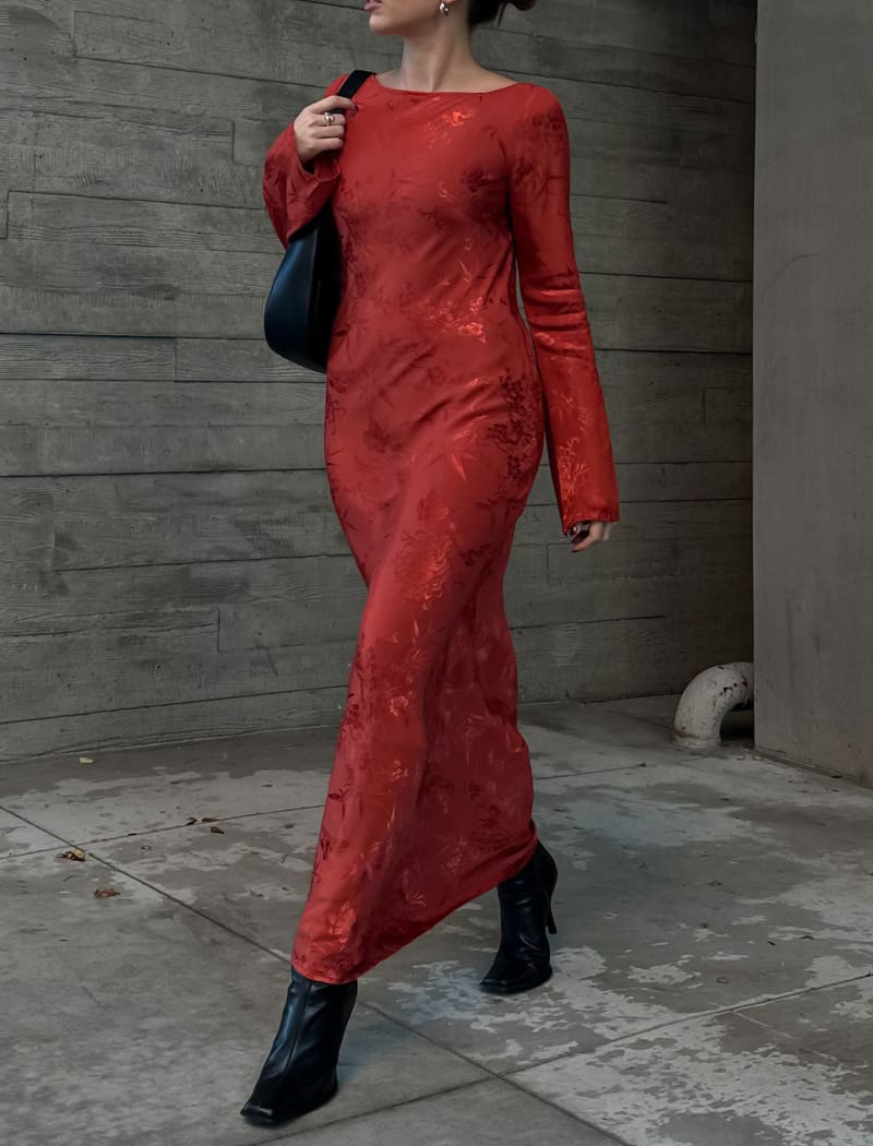 Sweet Talker Maxi Dress | Cinnamon Jacquard – Rumored